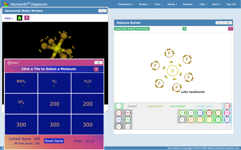 Octets! Game – Build Lewis Structures, Score Points!